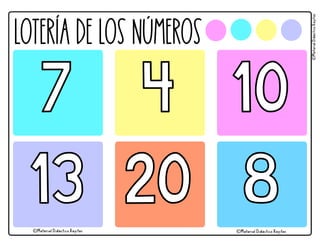 3. Lotería de números 1 al 20.pdf para trabajar en preescolar | PDF