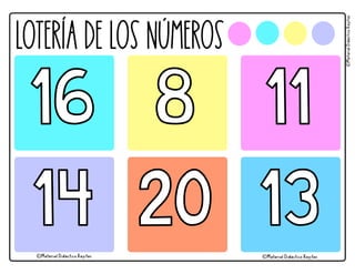 3. Lotería de números 1 al 20.pdf para trabajar en preescolar | PDF