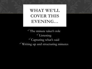 3.Minutes Taking PPT in business communication | PPT