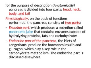 The Pancreas - A brief overview of its Physiology | PPT