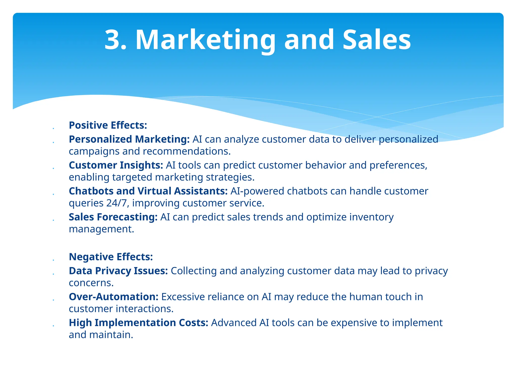 Impact of AI on various Divisions of Business Administration - Positive ...
