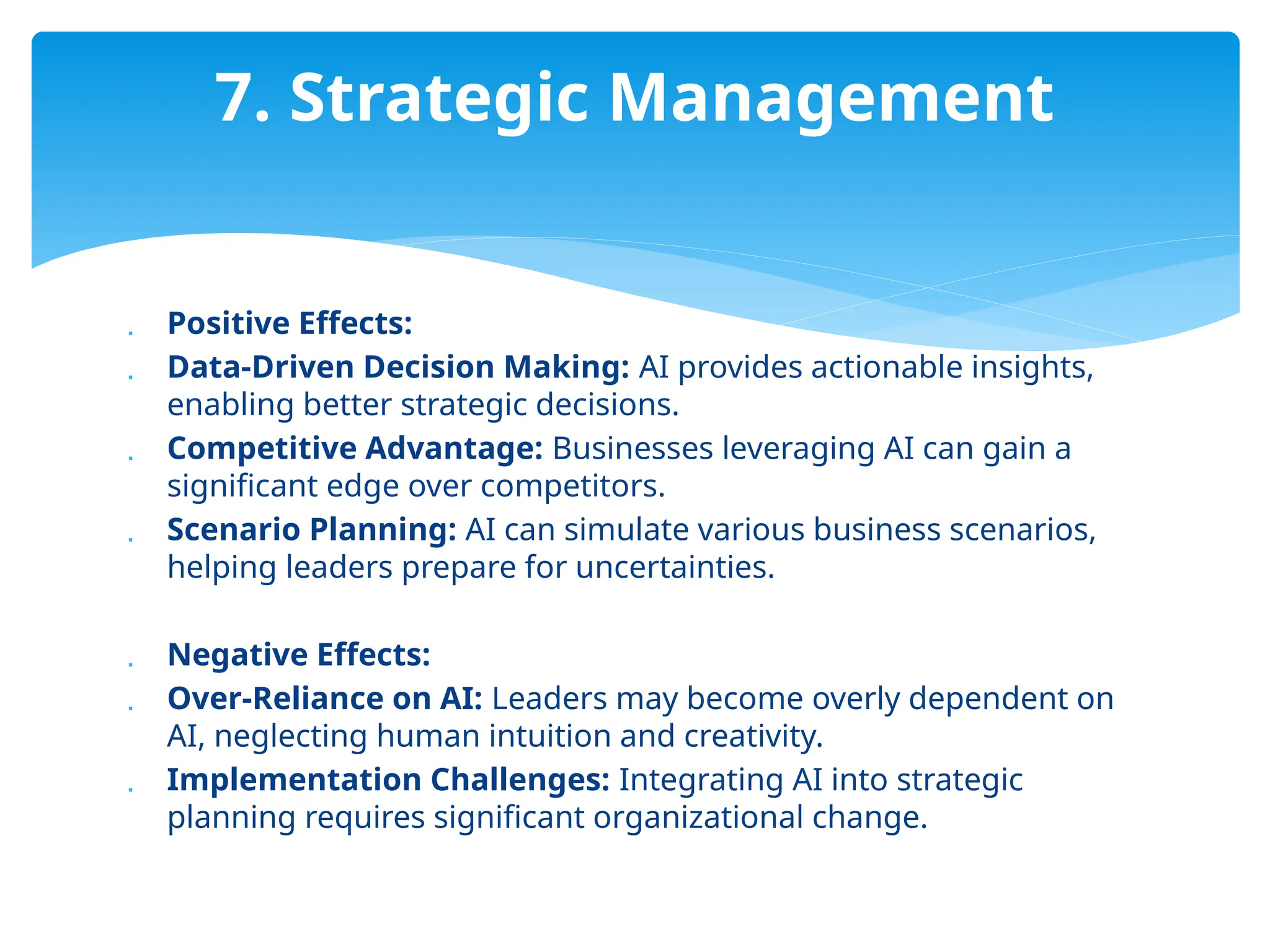 Impact of AI on various Divisions of Business Administration - Positive ...
