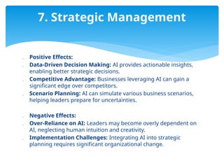 Impact of AI on various Divisions of Business Administration - Positive ...