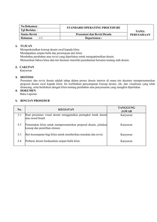 SOP Presentasi dan Revisi Desain Untuk pekerjaan intrior dan kontraktor ...