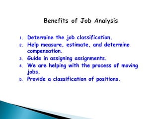 Definition, Benefits, Purpose Job Analysis.ppt