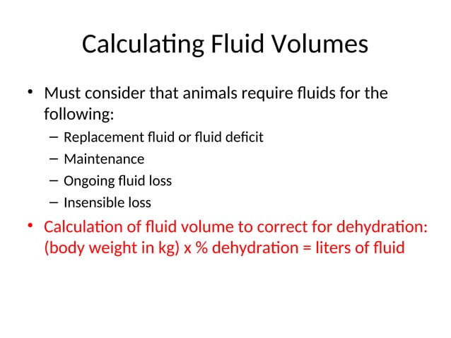 Fluid therapy in animals and its importance | PPT