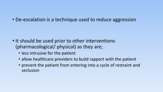 DEESCALATION TECHNIQUES powerpoint presentation | PDF