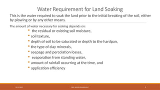 Crop water requirement FOR SOIL ENGINEERING | PPTX
