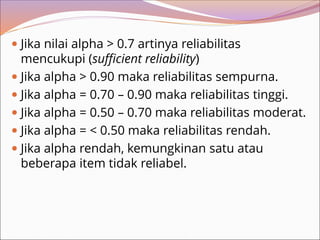 Uji Validitas dan Reliabilitas Penelitian | PDF