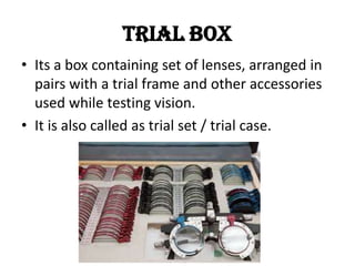 Trial Box, trial frame and auxiliary lenses | PDF