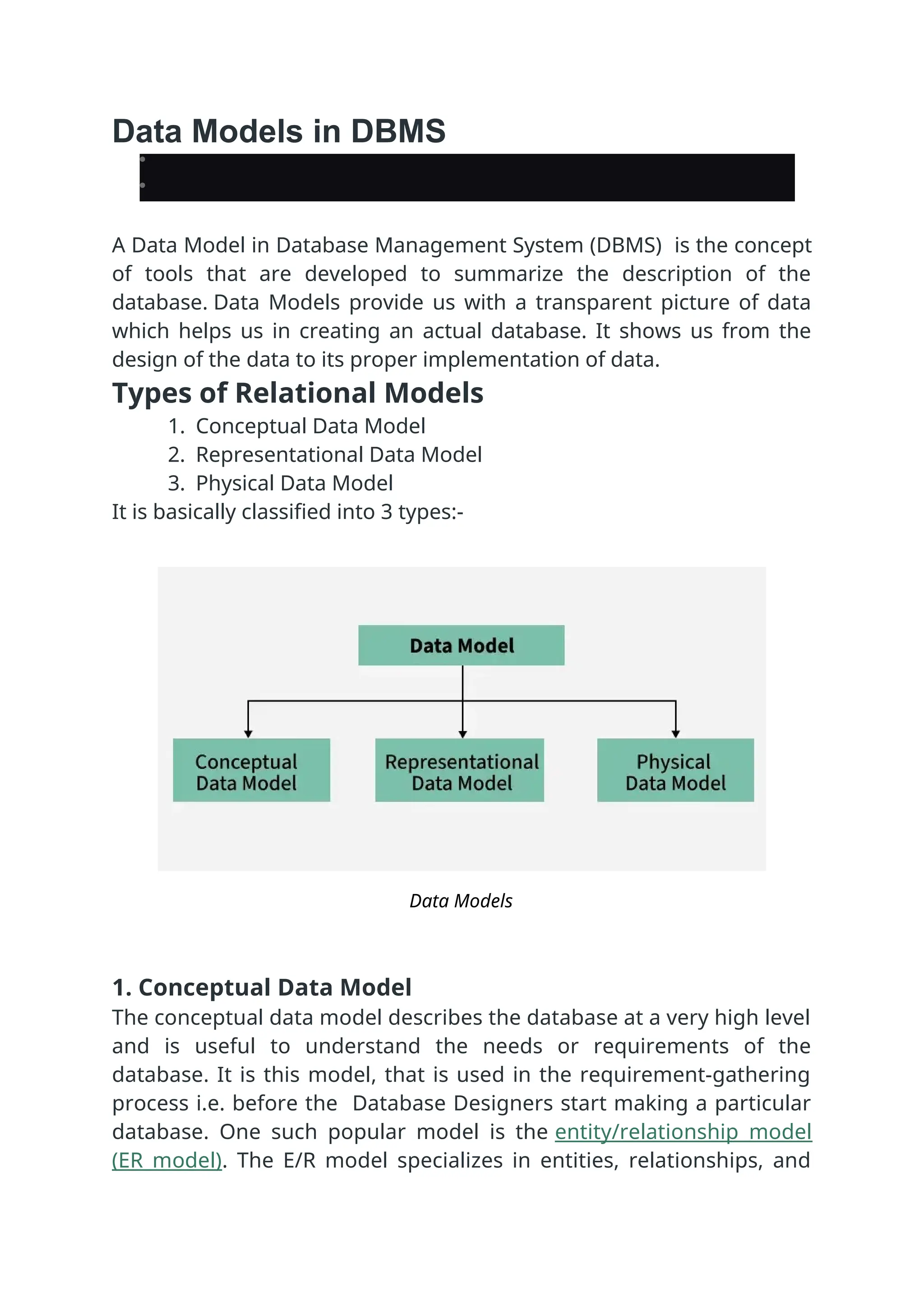 3. The Data Model Types of relational models | DOCX
