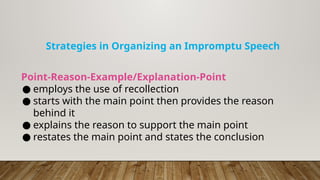 The Impromptu Speech | Oral Communication | PPTX