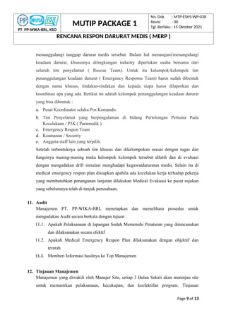 3. SOP-MERP (Medical Emergency Response Plan) | DOCX