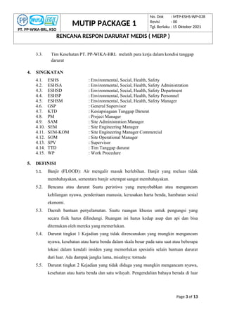 3. SOP-MERP (Medical Emergency Response Plan) | DOCX