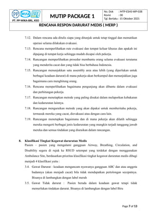 3. SOP-MERP (Medical Emergency Response Plan) | DOCX