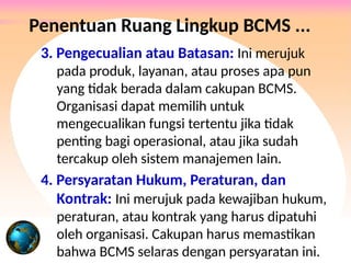 Perencanaan BCMS _Pelatihan "BUSINESS CONTINUITY MANAGEMENT SYSTEM ...