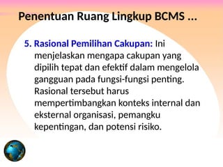 Perencanaan BCMS _Pelatihan "BUSINESS CONTINUITY MANAGEMENT SYSTEM ...