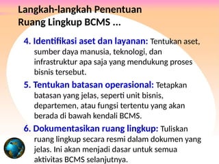 Perencanaan BCMS _Pelatihan "BUSINESS CONTINUITY MANAGEMENT SYSTEM ...