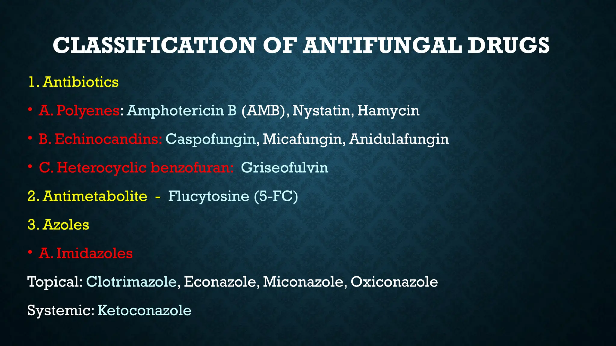 Antifungal Drugs with brief description of drugs and their MOA | PPTX