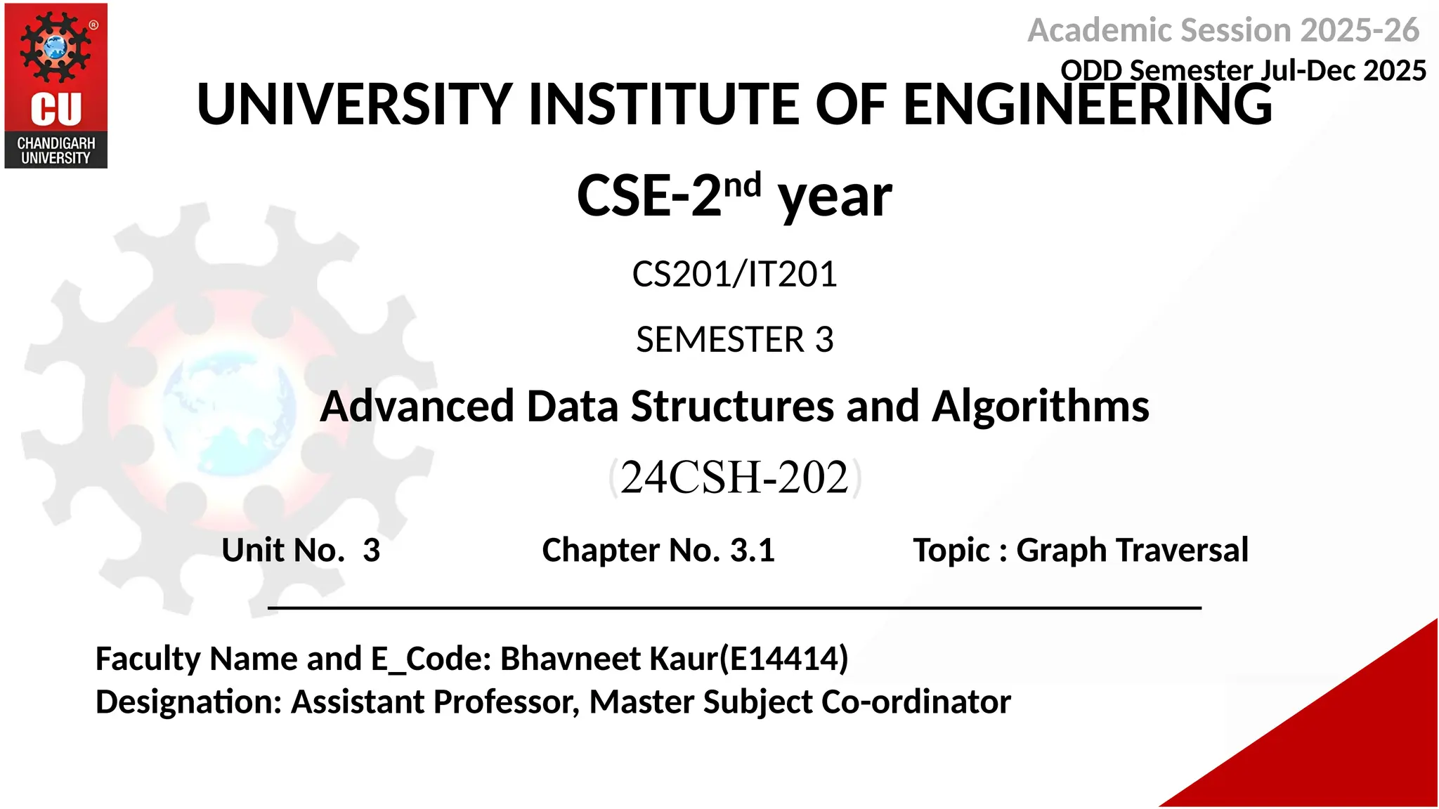 university institute of engineering , advanced data structures and ...