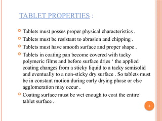 3. Tablet Coating process, defects in tablet coating | PPTX