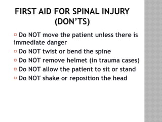 first aid management of injuries and fracture | PPTX