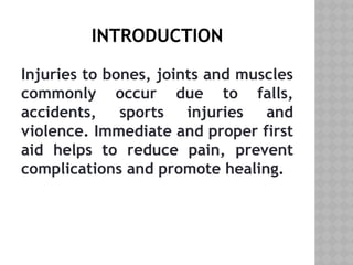 first aid management of injuries and fracture | PPTX