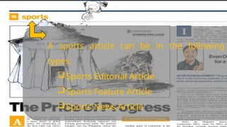 Sports News Article for Campus Journalism | PPTX