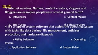 Comprehensive Overview of Computer System Elements: Hardware, Software ...