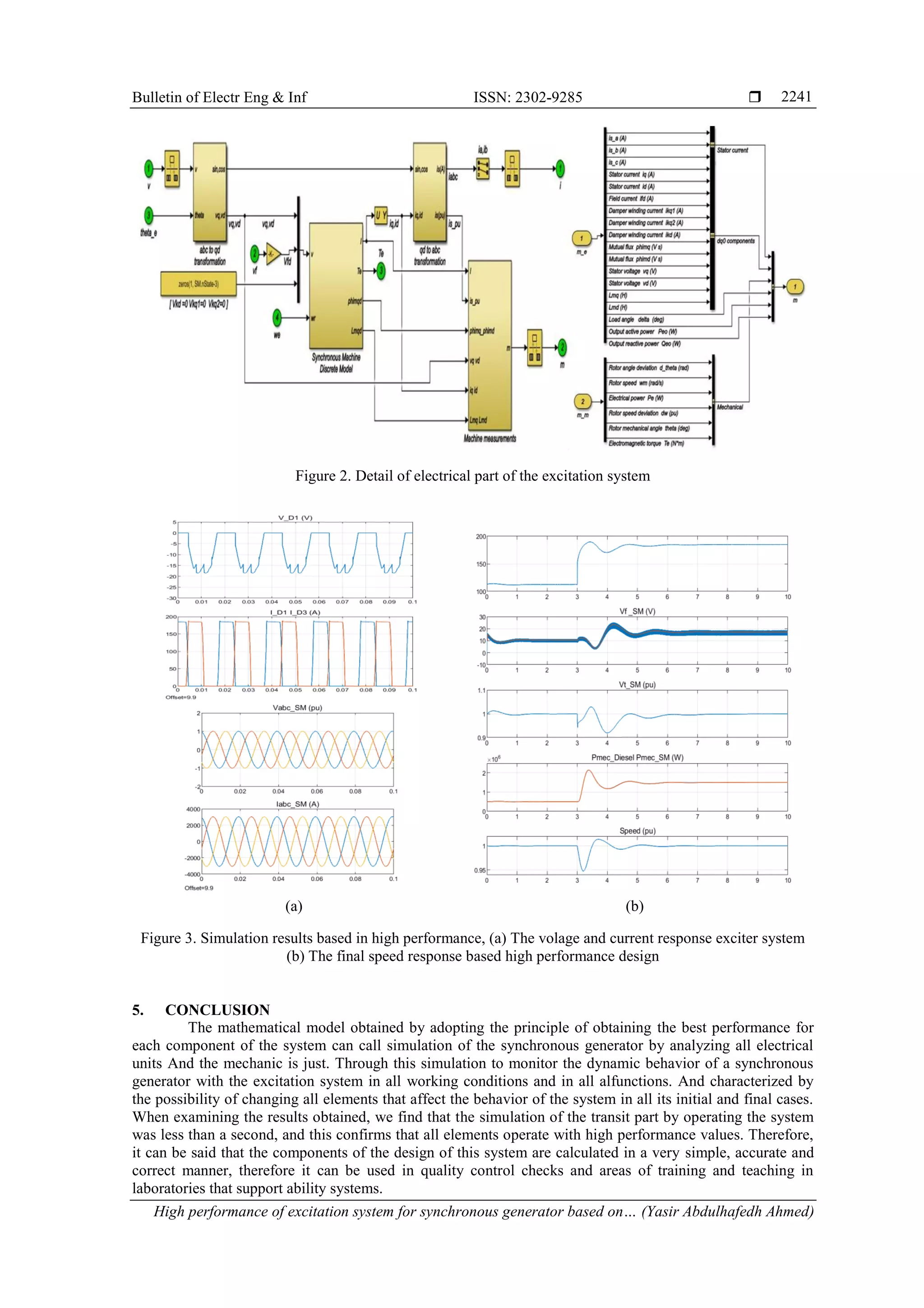 High performance of excitation system for synchronous generator based on modeling analysis | PDF