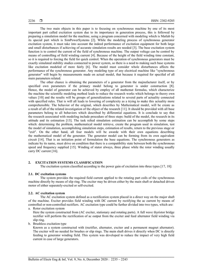 High Performance Of Excitation System For Synchronous Generator Based On Modeling Analysis Pdf