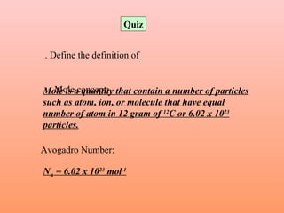 Avogadros Number Definition