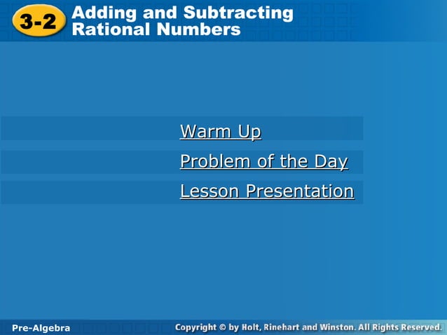3 2 adding and subtracting rational numbers lesson | PPT