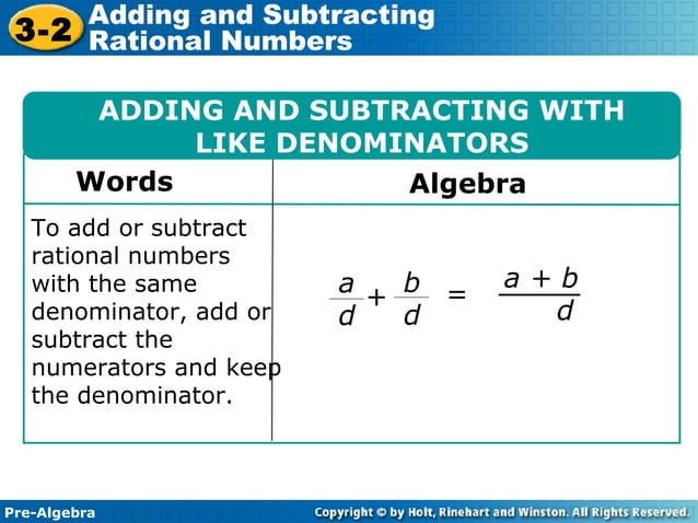 3 2 adding and subtracting rational numbers lesson | PPT