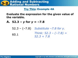 3 2 adding and subtracting rational numbers lesson | PPT