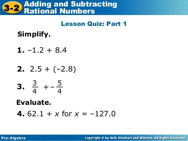 3 2 adding and subtracting rational numbers lesson