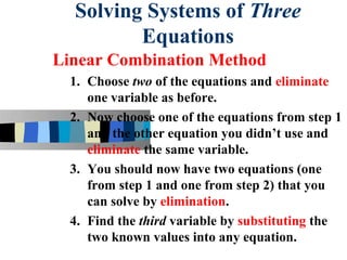 3.2 a solving systems algebraically | PPT