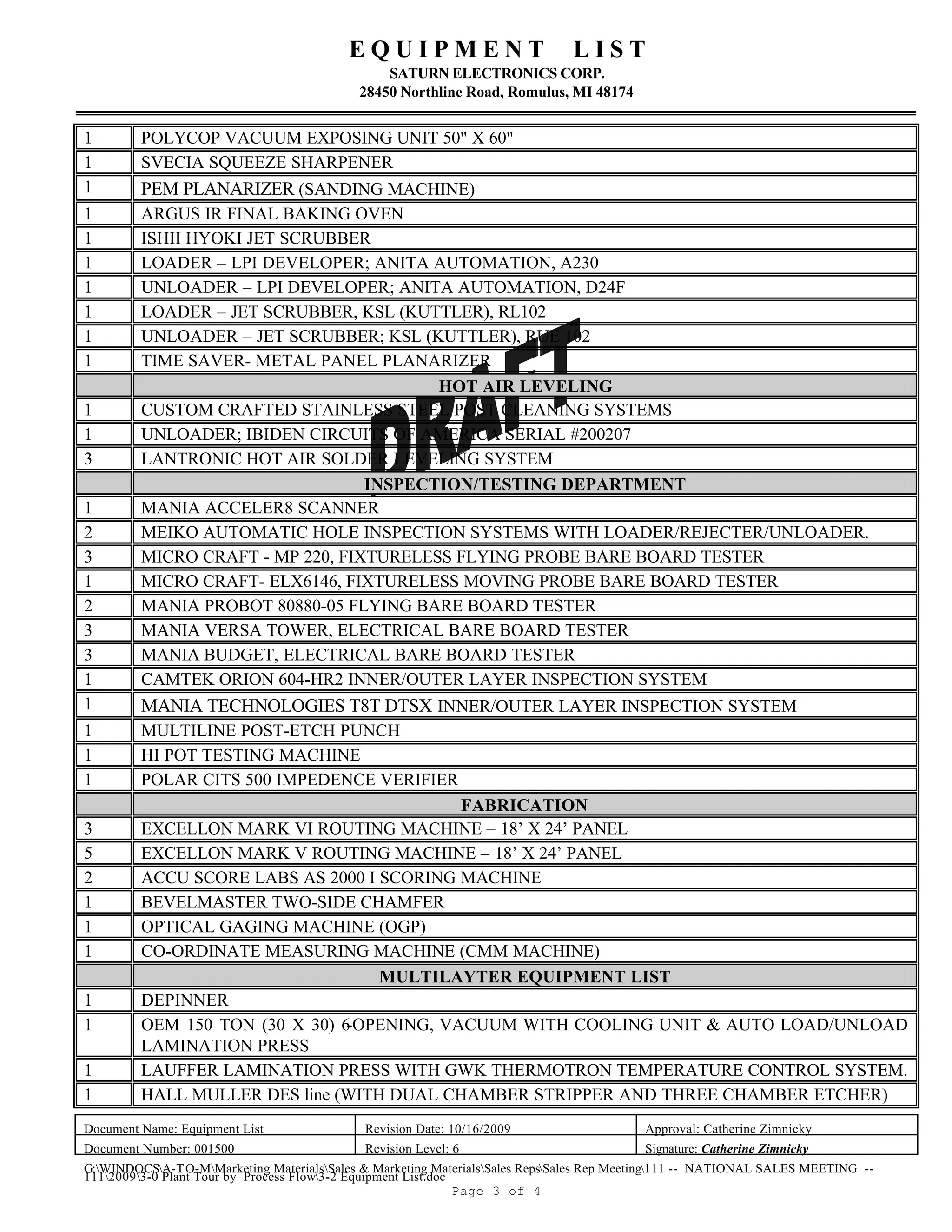 PCB Manufacturing Equipment List | PDF