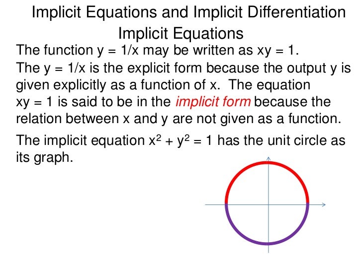 3.2 implicit equations and implicit differentiation