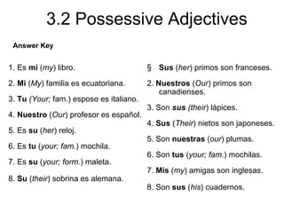 3.2 Possessive Adjectives | PPT