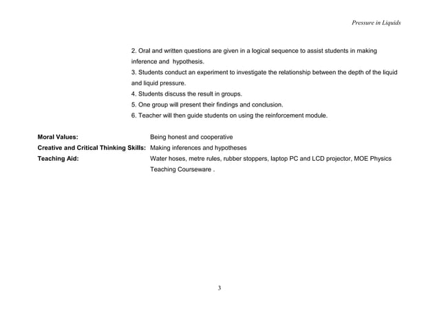 3.2 Pressure In Liquids Lesson Plan Psn | DOC