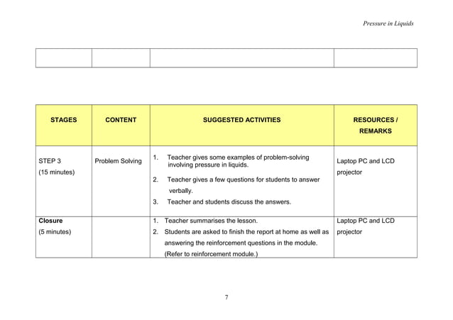 3.2 Pressure In Liquids Lesson Plan Psn | DOC
