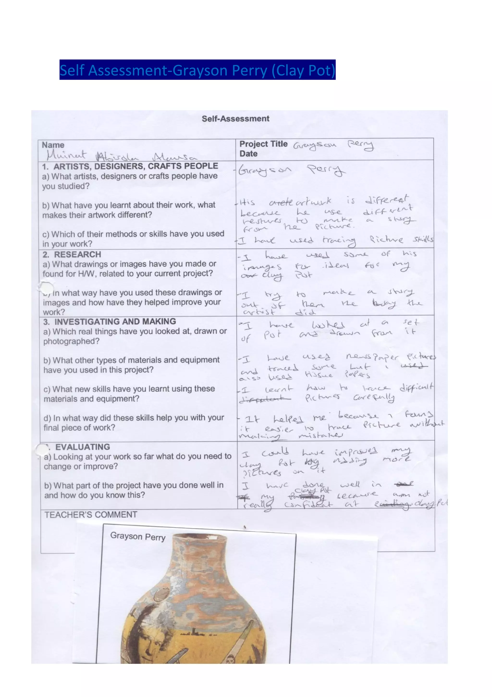 3.2 self assessment clay pot | PDF