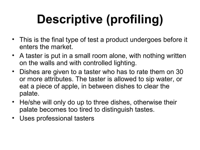 Sensory Analysis Of Foods | PPT | Desserts and Baking | Food & Drink