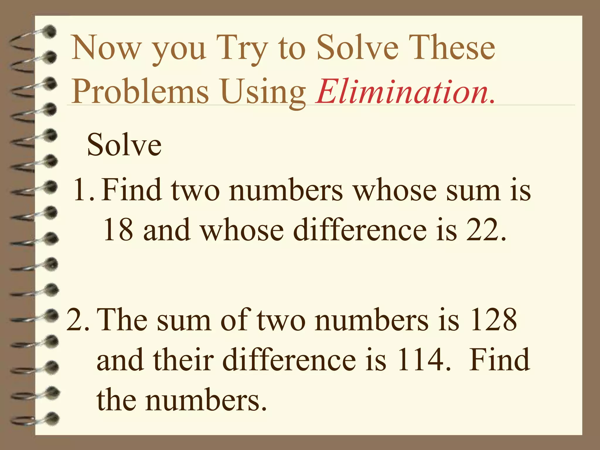 3 2 solving systems of equations (elimination method) | PPTX