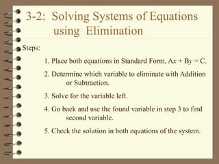 3 2 solving systems of equations (elimination method) | PPTX