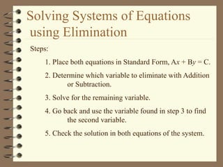 3 2 solving systems of equations (elimination method) | PPTX