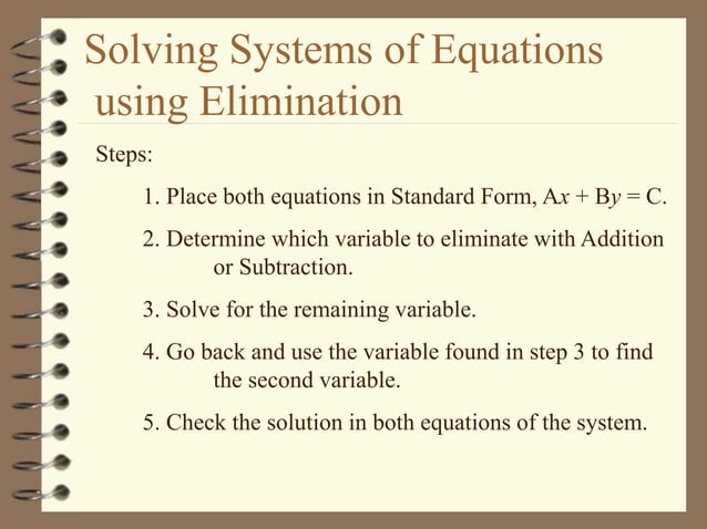3 2 solving systems of equations (elimination method) | PPTX