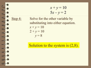 3 2 solving systems of equations (elimination method) | PPT