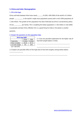 China and India worksheet | PDF